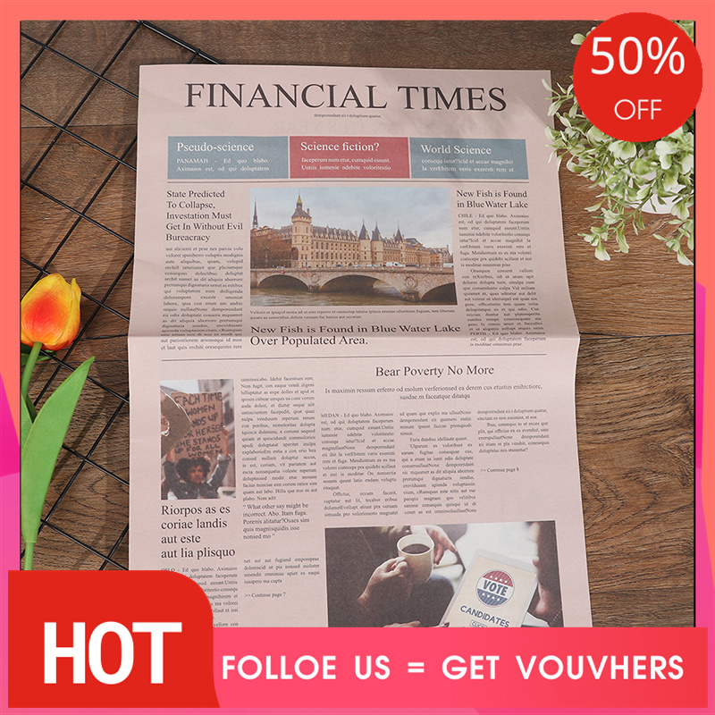 2pcs retro English nostalgic newspaper flower wrapping paper photo ...