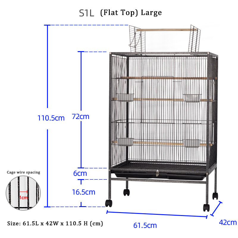 Bird Cage With Rolling Stand & Storage Shelf Budgerigar Cage Large ...
