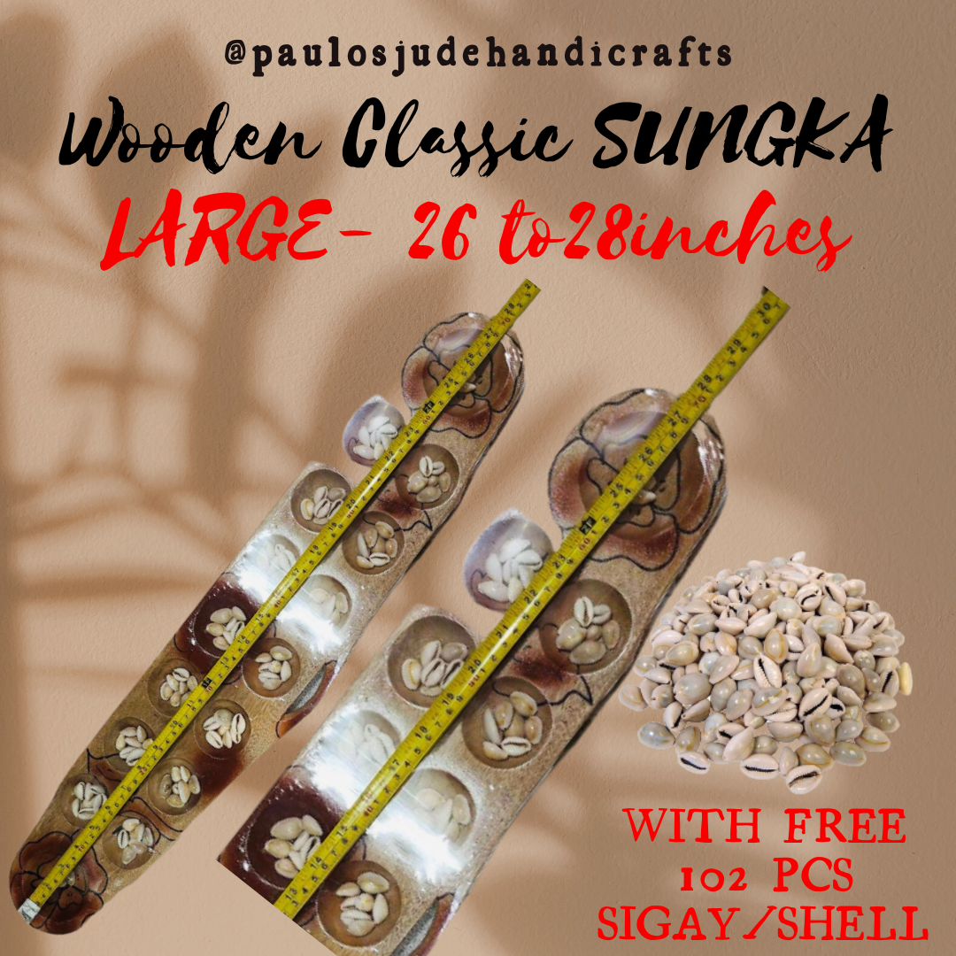 Sungka /Sungkaan with 102 PCS SEA SHELL SIGAY COMPLETE SET traditional ...