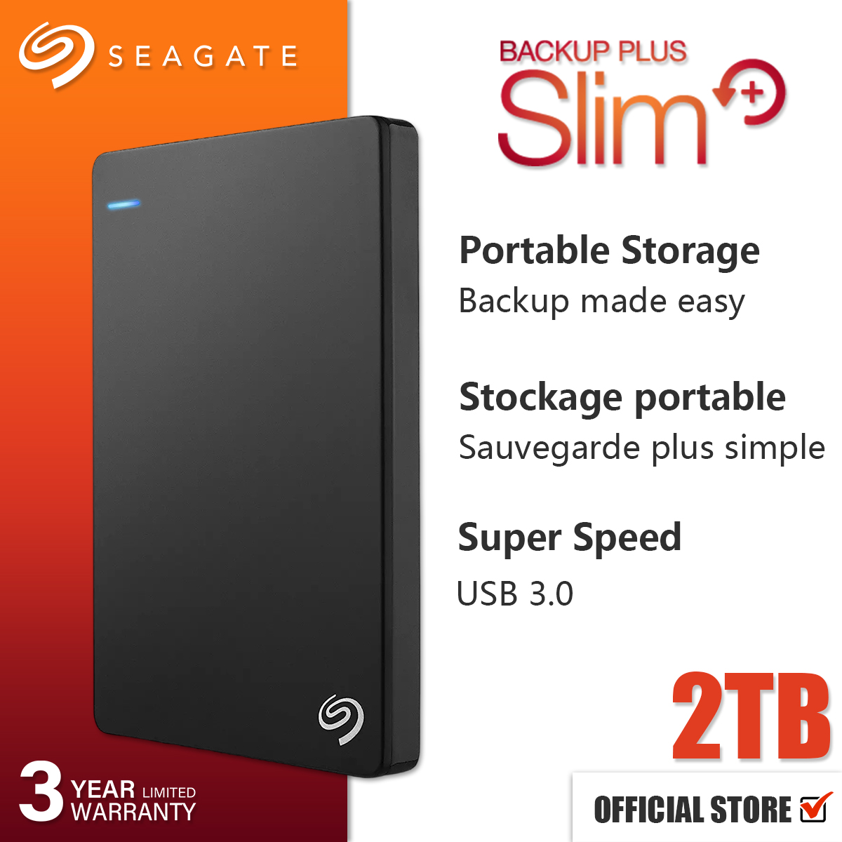 Seagate 1TB 2TB One Touch with Password Feature USB3.0 Free Seagate ...