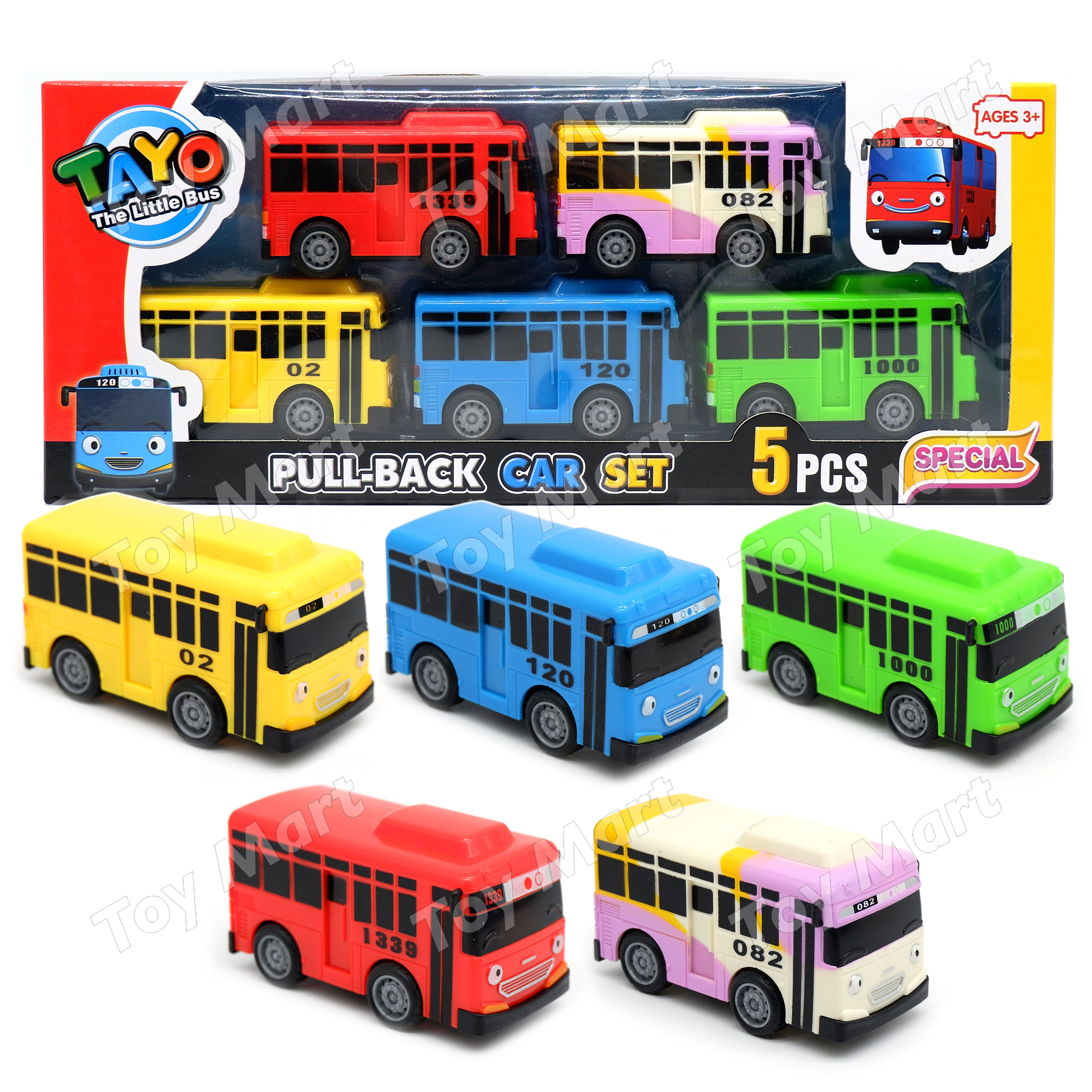 TAYO Special Edition Bus 5 in 1 Pull-Back Car Set Special Edition ...