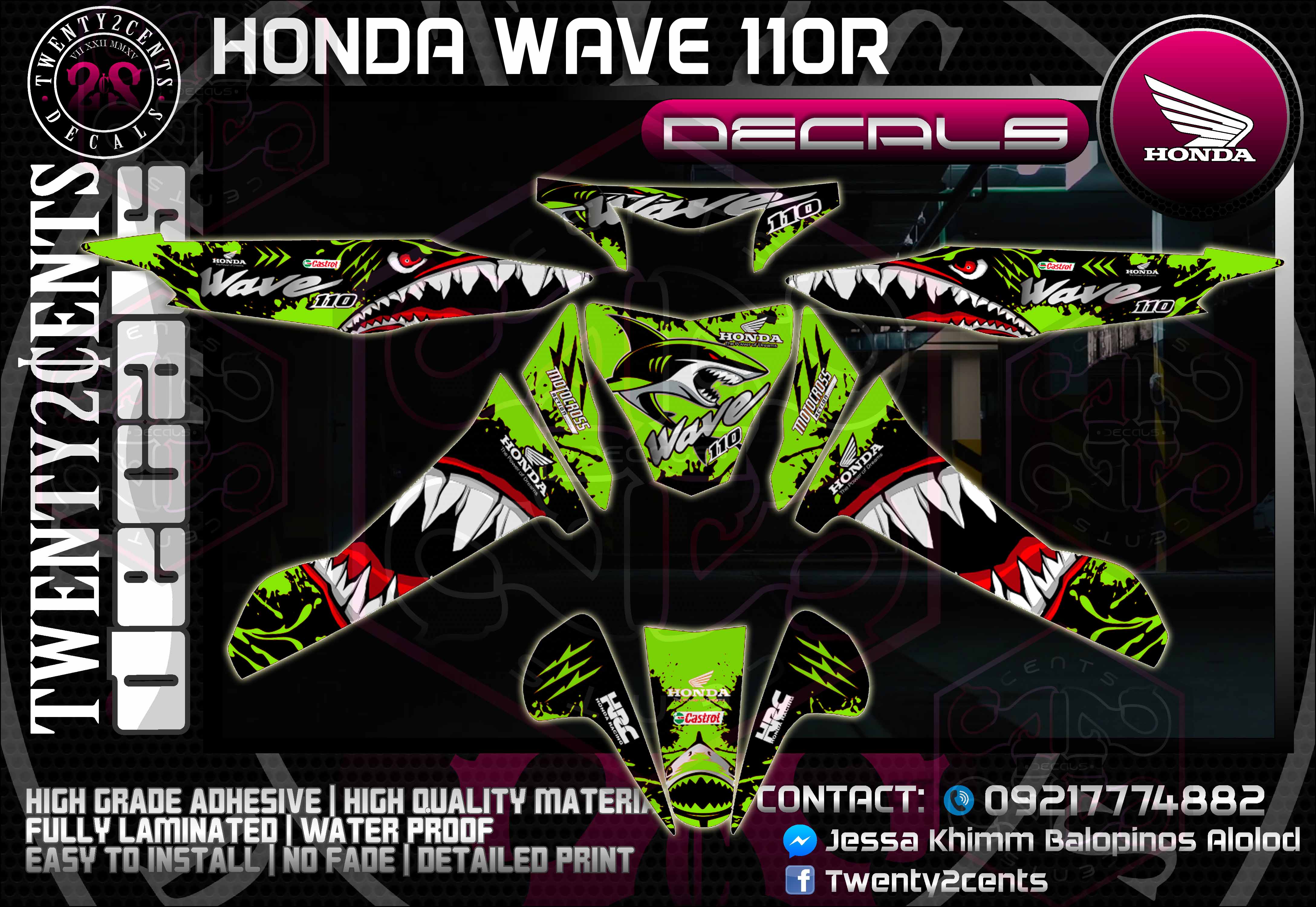 honda wave 110r decals / sticker shark | Lazada PH