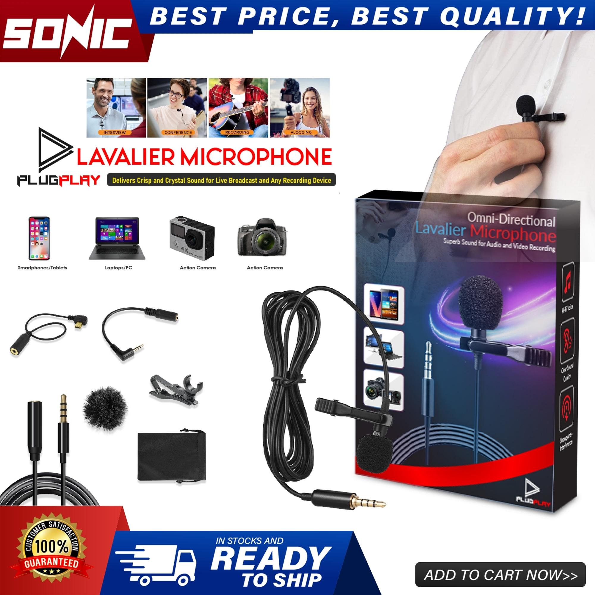 Professional Lavalier Microphone On-Clip Mic Omnidirectional Clear ...