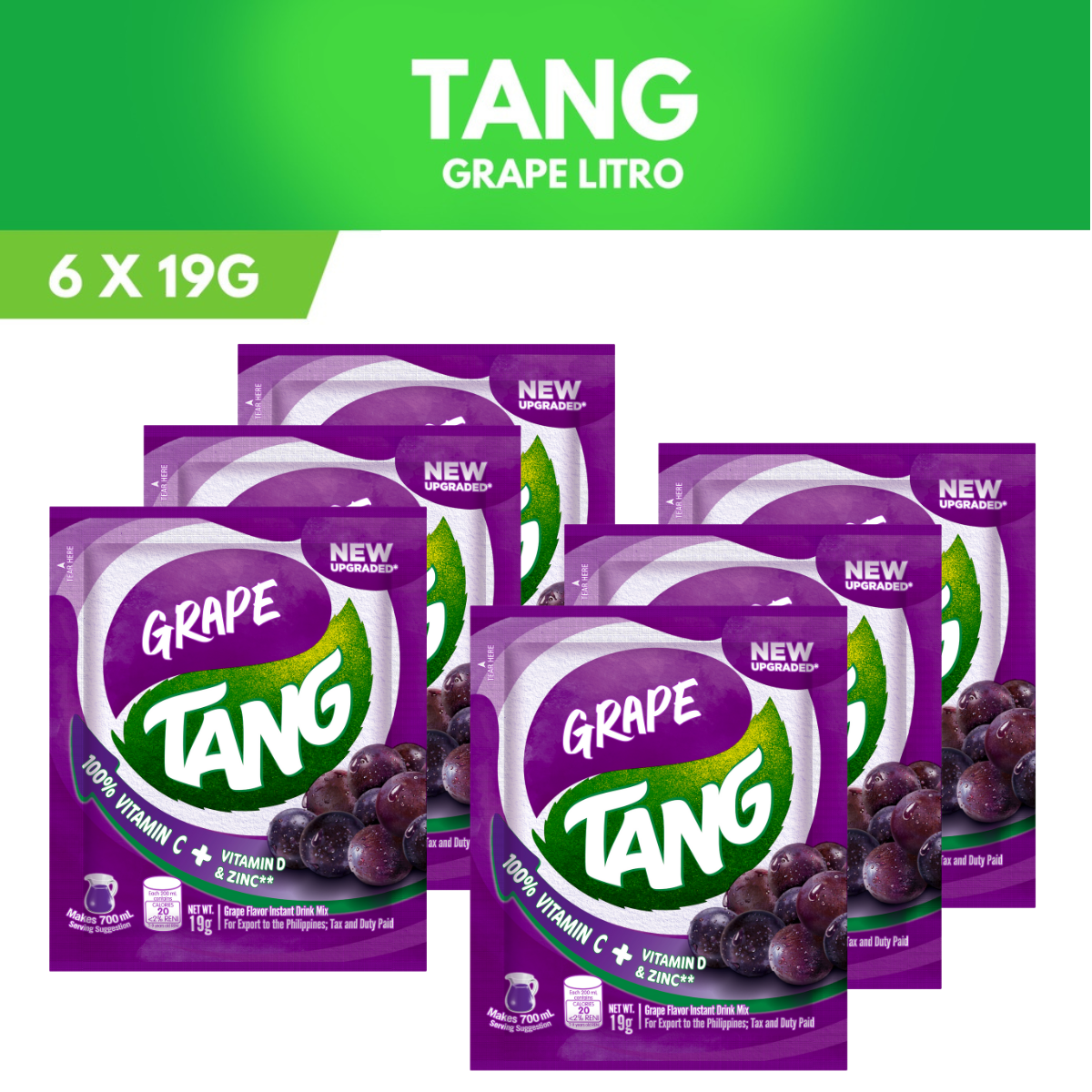 Tang Powdered Juice Grape Litro 19g Pack of 6 | Lazada PH