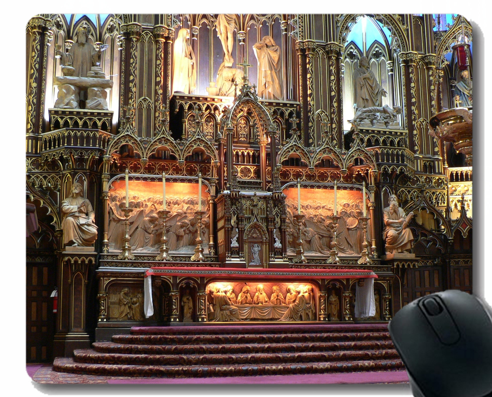 Rectangle Mouse Pad,Belief Faith Notre Dame Basilica in Montreal Soul ...