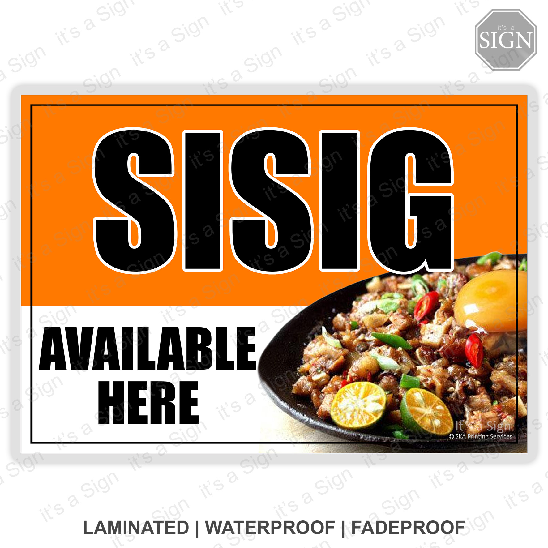 Sisig Pork Chicken Food Store Sign - Laminated Signage Label - A4 / A3 ...