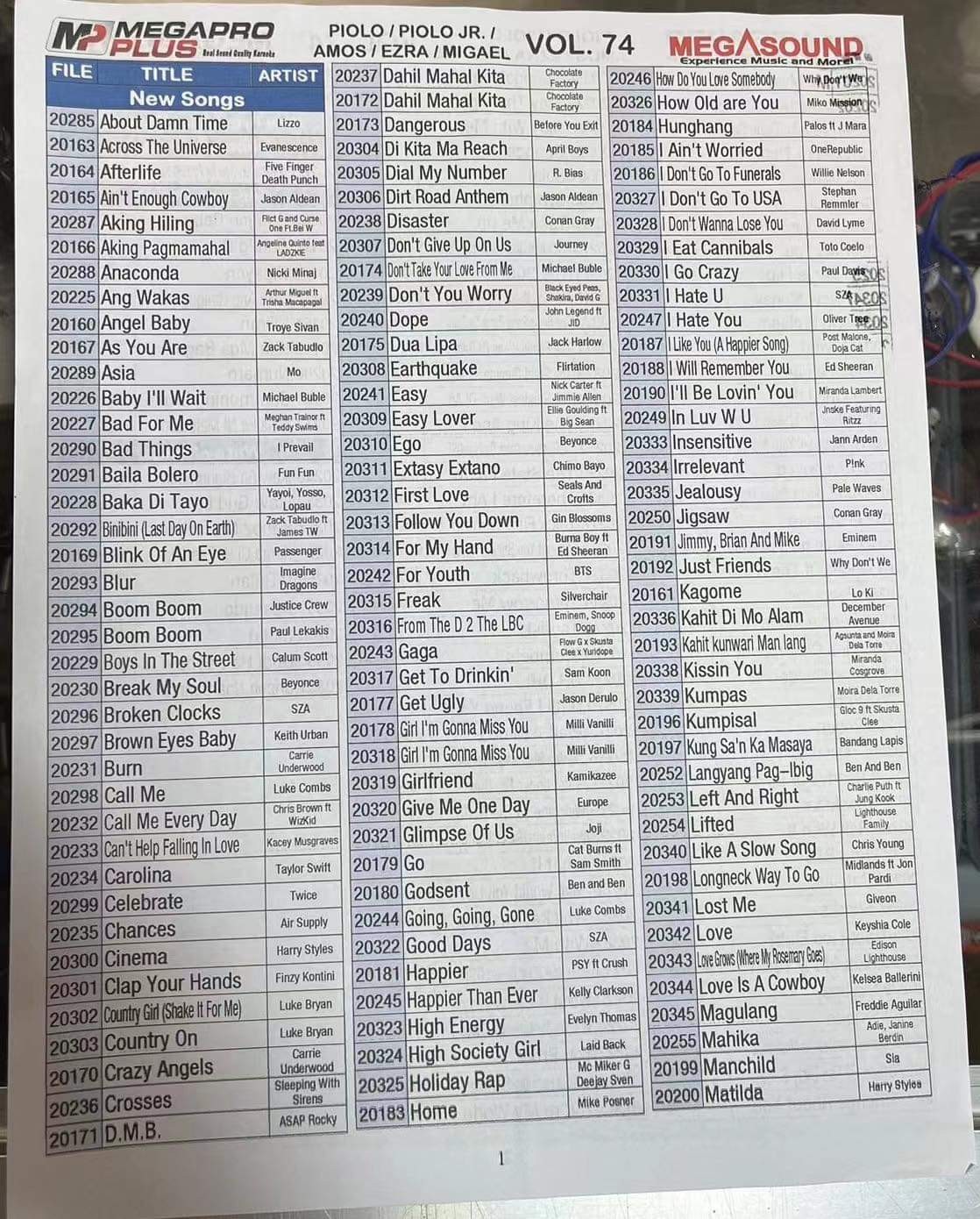 Megapro Plus Songbook with full Songlist & Updated CD for MP-100 Piolo ...