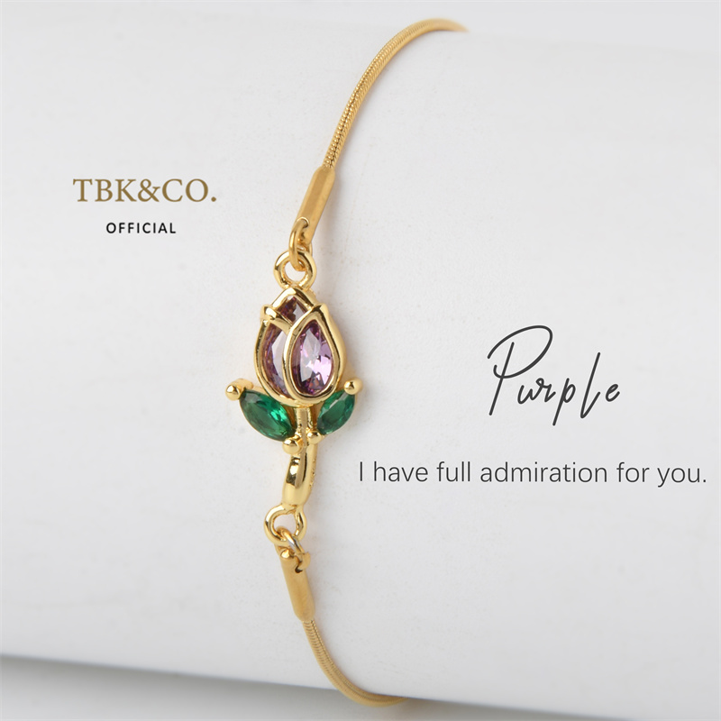 TBK Tulip Bracelet 18K Gold Fashion Bracelet and Anklet Accessories for ...