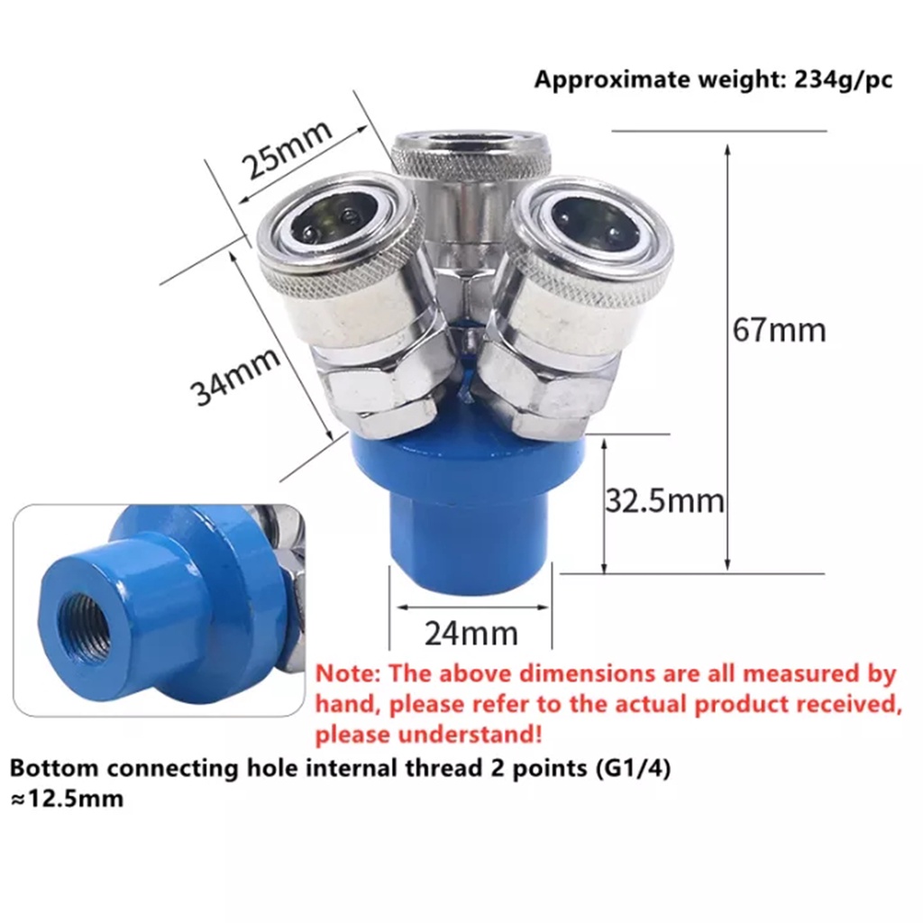 1/4" 2 Way 3 Way Air Compressor Manifold Quick Connector Multi Hose Coupler Fitting Coupling ...