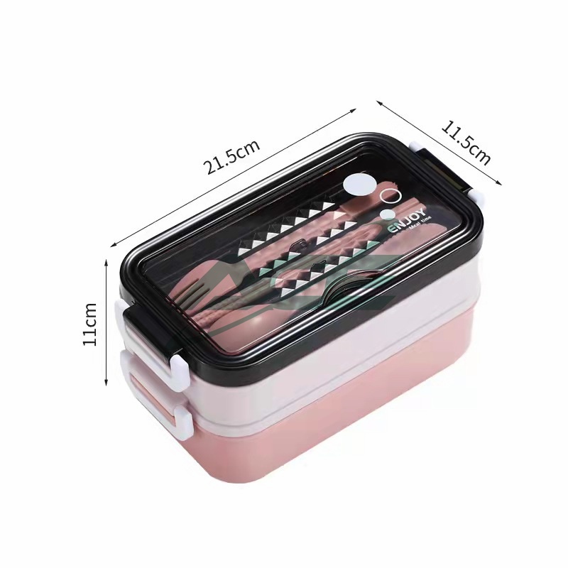 Japanese Style Double Slayer Bento Box Leakproof Lunch Boxes Sealed Multi-Compartment Bento Box ...