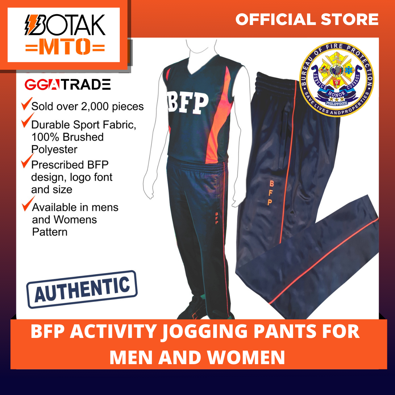 ISPORT BOTAK| BFP OFFICIAL ACTIVITY JOGGING PANTS for MEN and WOMEN by ...