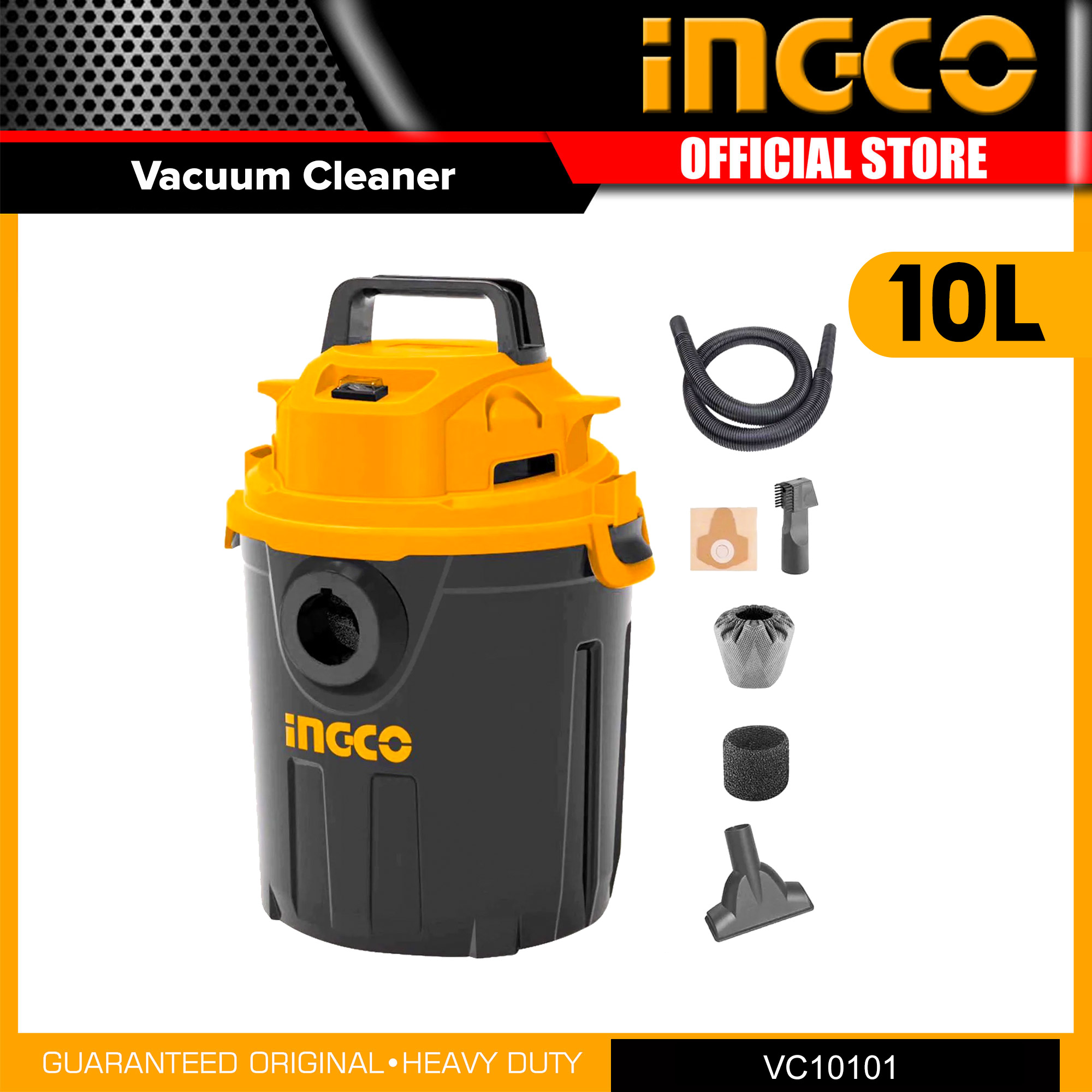 INGCO VC10101 10L Wet & Dry Vacuum Cleaner 1000W for Household Cleaning ...