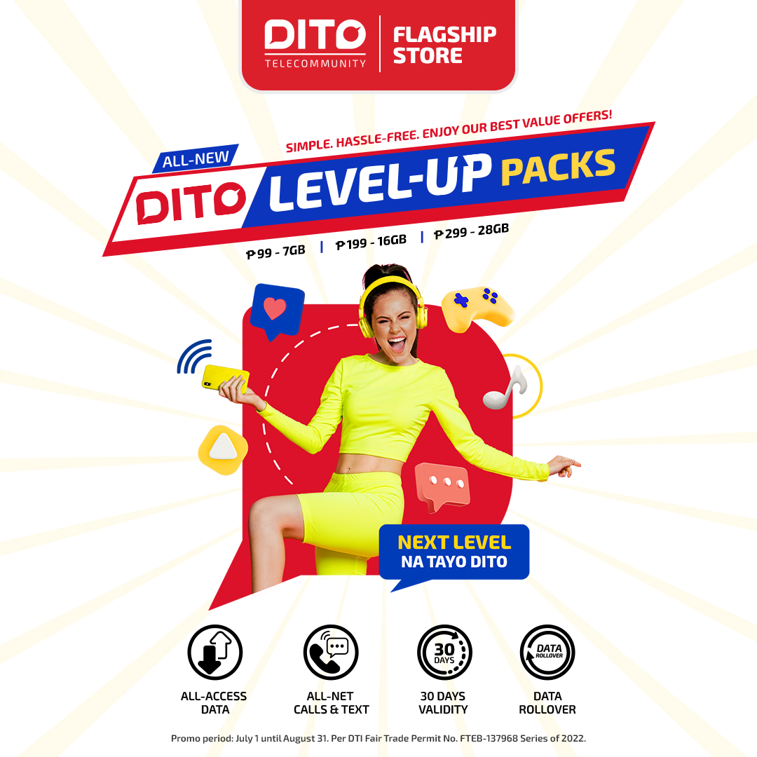 DITO Level-Up SIM Pack 199 with 16GB DATA | Lazada PH