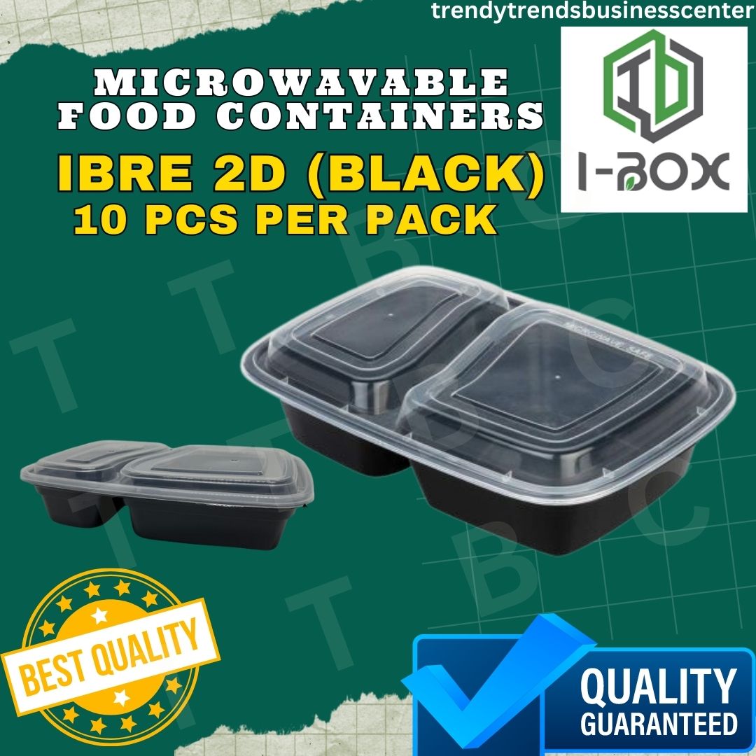 [10 PCS] IBOX 2 DIVISION WITH LID BLACK RECTANGULAR SERIES RE 2D FOOD ...