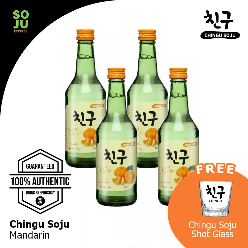 Chingu Soju - Mandarin 360ml x 4 WITH FREE SHOTGLASS | Lazada PH