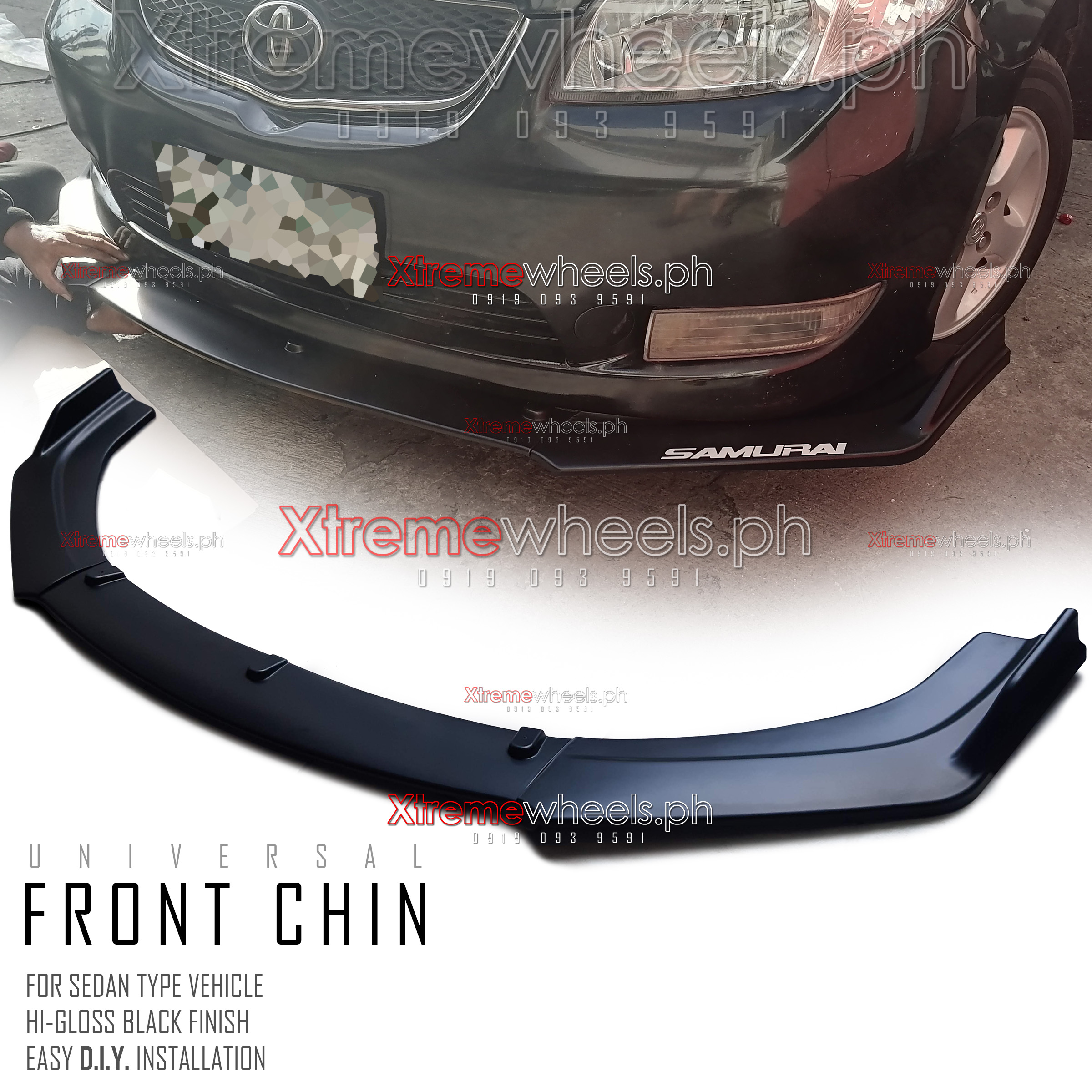 FS001 MATTE BLACK UNIVERSAL FRONT CHIN DIFFUSER DOUBLE BLADE [ 3 PIECES ...