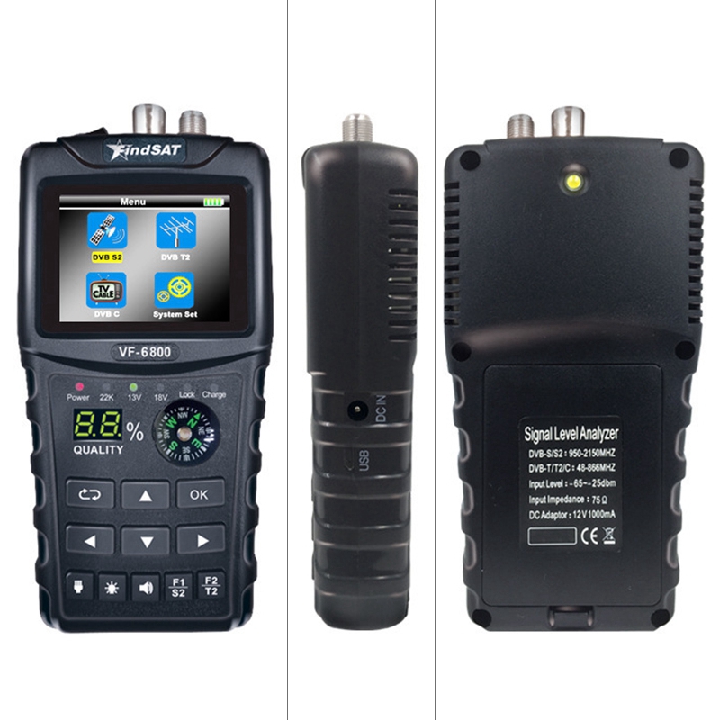 VF-6800 DVB-T2 DVB-S2 DVB-C Satellite Finder Sat Finder Meter 2.4 Inch ...