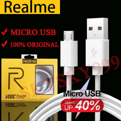 Realme Charger Micro Usb 100 Original Vooc Android Flash Fast Charging v8 Data Cable 5 6 C2 C3 ...