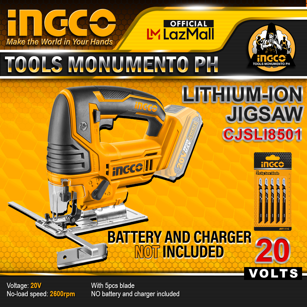 INGCO 20V Li-Ion Cordless Jig Saw (CJSLI8501) *INGCO TOOLS MONUMENTO ...