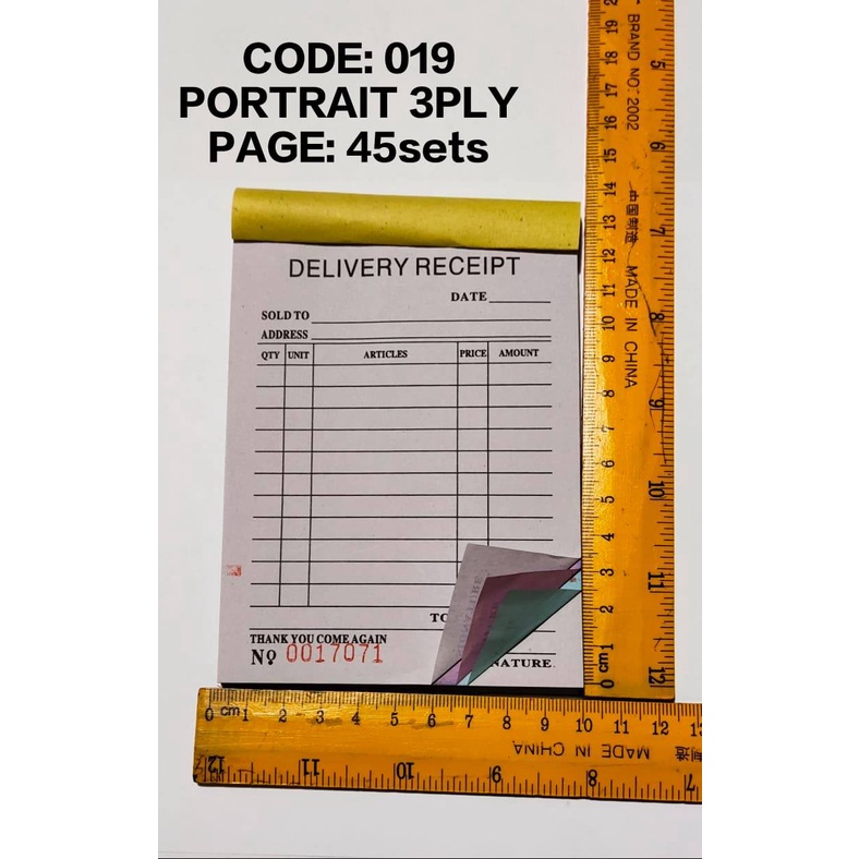 Delivery Receipt carbonized 2 PLY or 3 PLY landscape or portrait ...