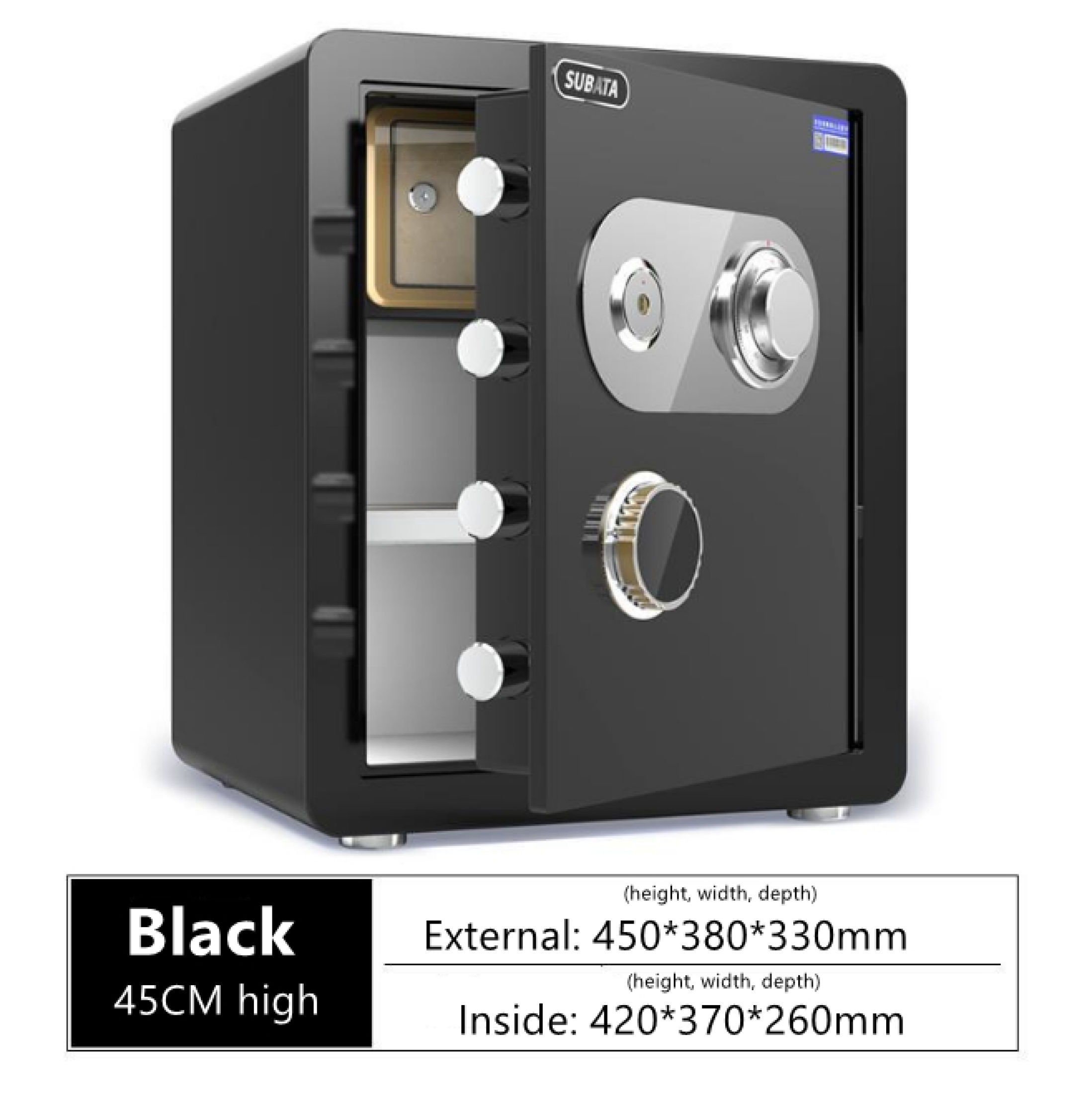 Black 45/25cm safe Mechanical all-steel fireproof anti-theft safe Cash ...