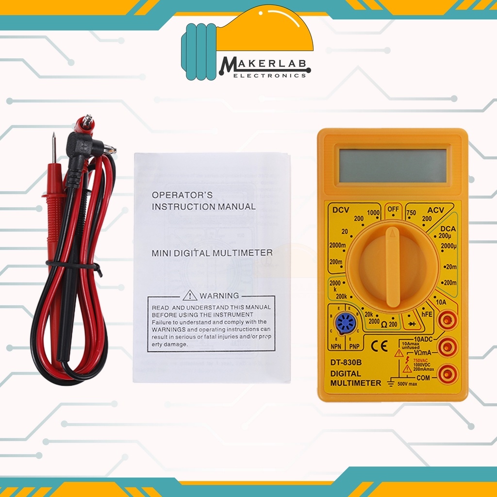 DT-830B Digital Multimeter LCD AC/DC 750/1000v Mini Portable Multimeter ...