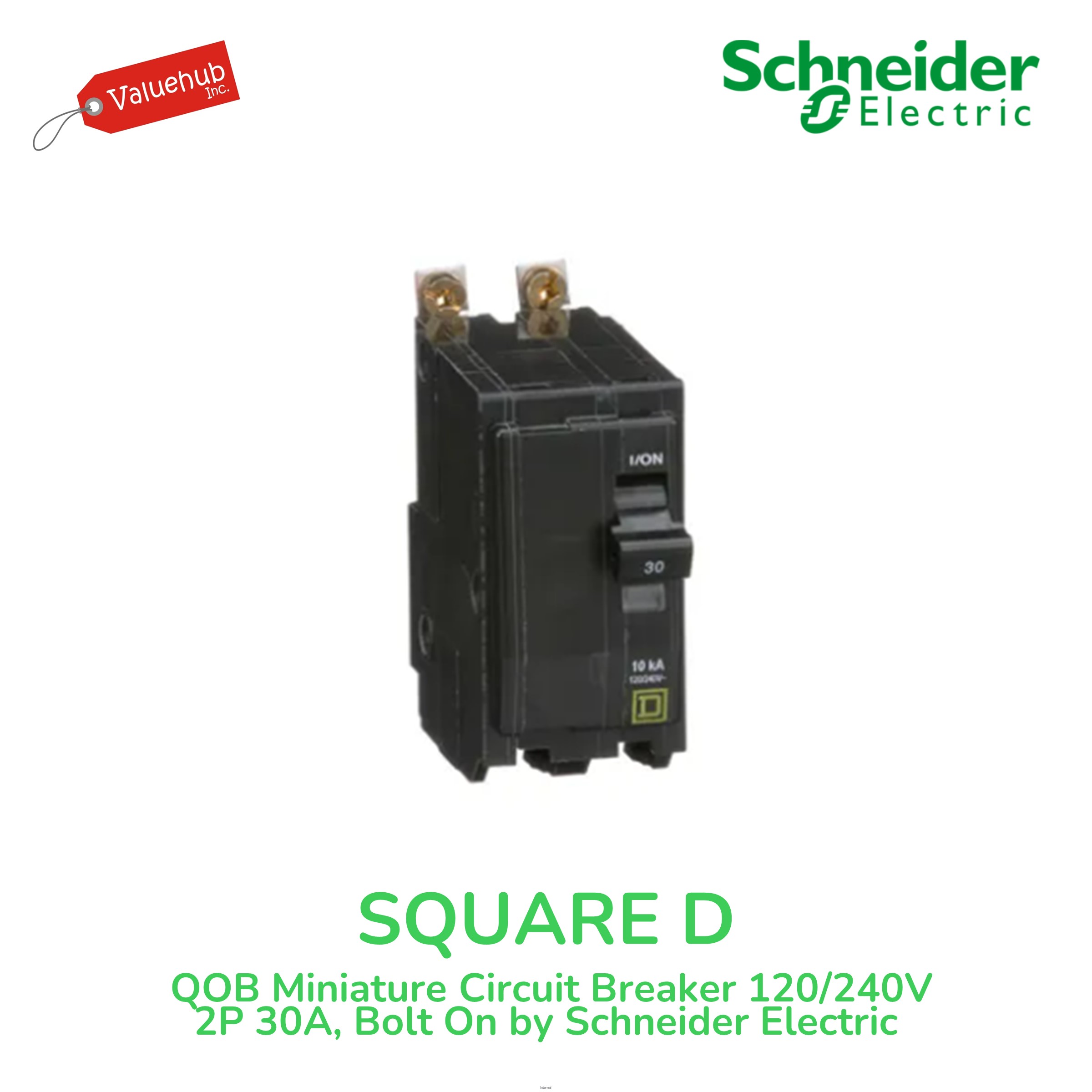 QOB230 Square D QOB Miniature Circuit Breaker 120/240V 30A, Bolt On ...