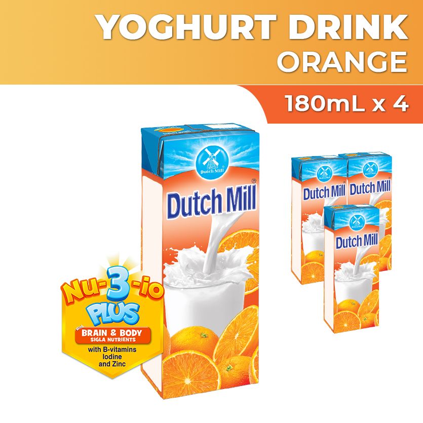 Dutch Mill UHT Yoghurt Drink Orange 180ml x 4 brick | Lazada PH