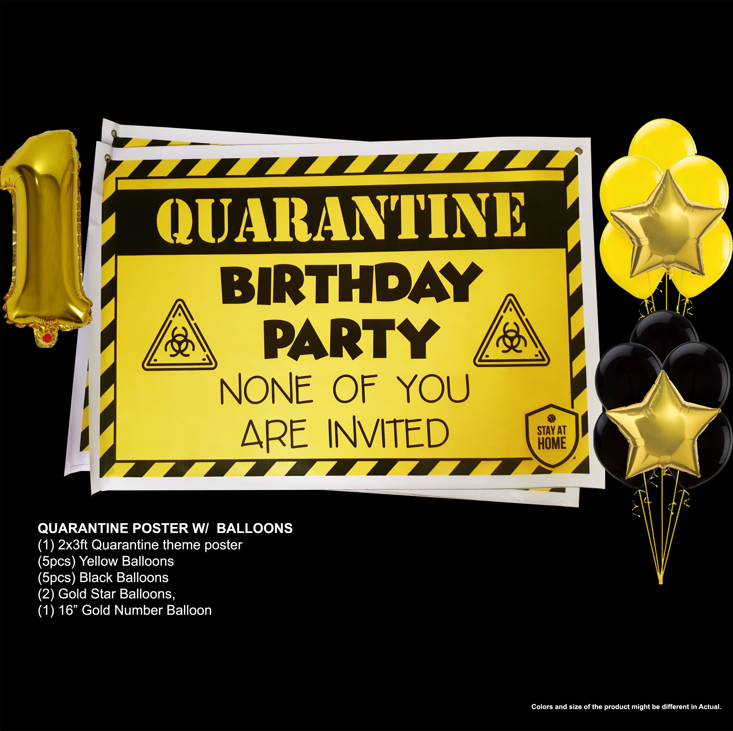 Quarantine Poster with Balloons I ECQ Party Poster I HBD Banner | Lazada PH