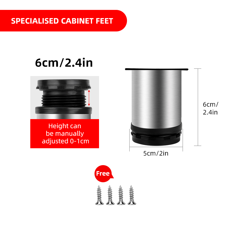 1Pcs 5CM-18CM Furniture Adjustable Cabinet Legs Stainless Steel ...
