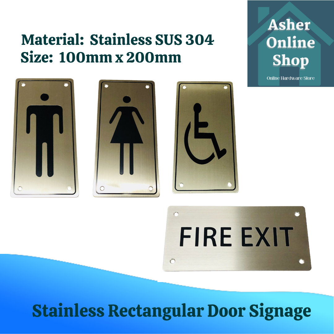 Stainless Restroom Door Sign Male Female PWD No Smoking Baby/Diaper ...