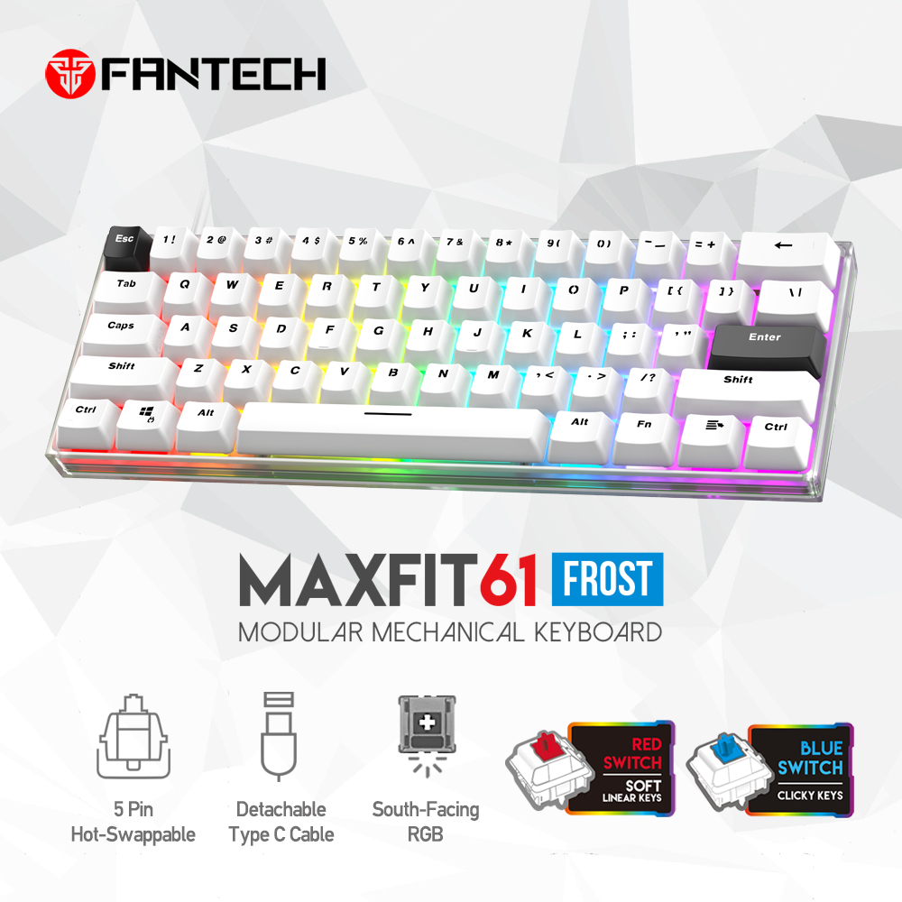 Fantech MAXFIT61 MK857 FROST WIRED Modular RGB Mechanical Keyboard ...