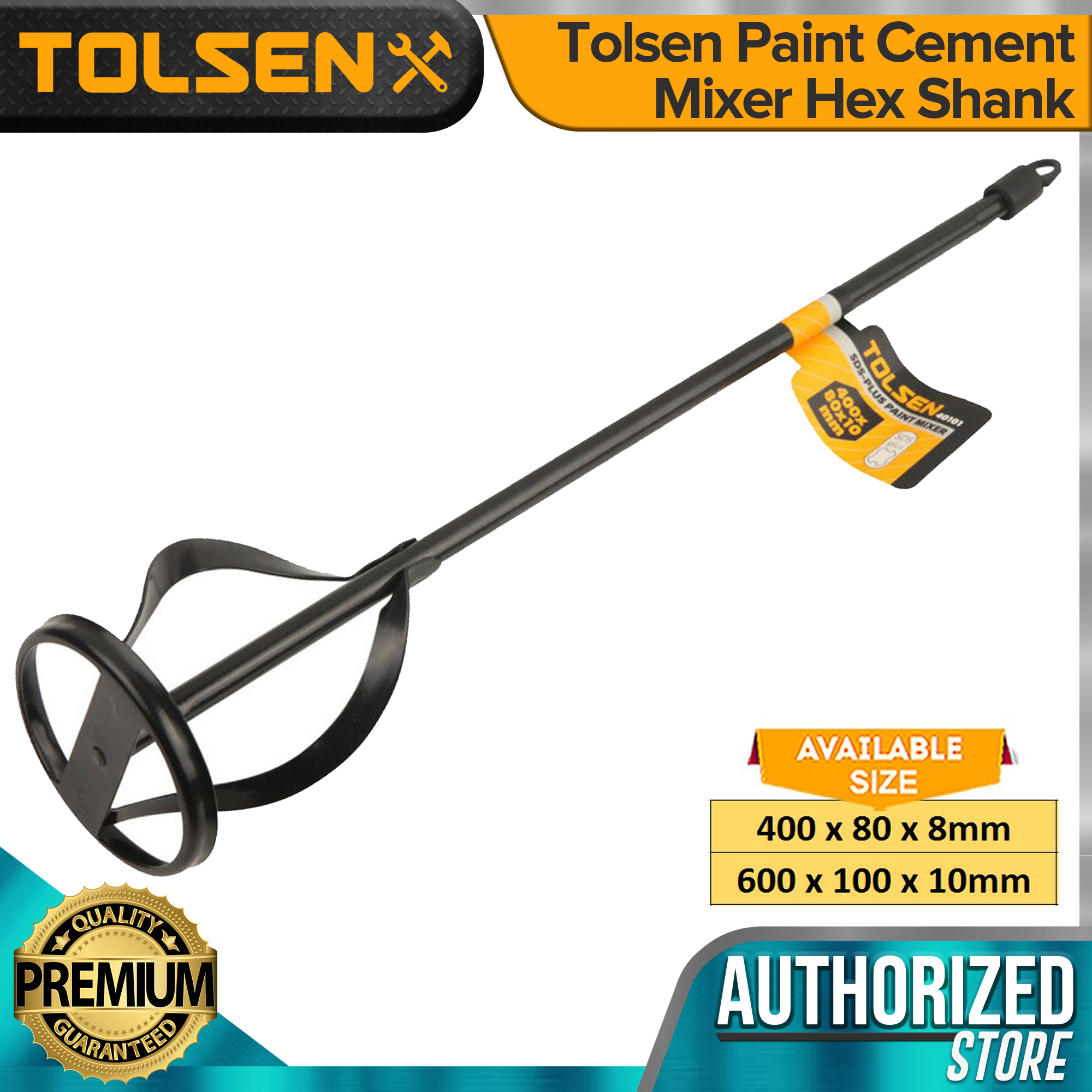 Tolsen Paint Cement Mixer Hex Shank (400x80x8mm 600x100x10mm) Powder ...