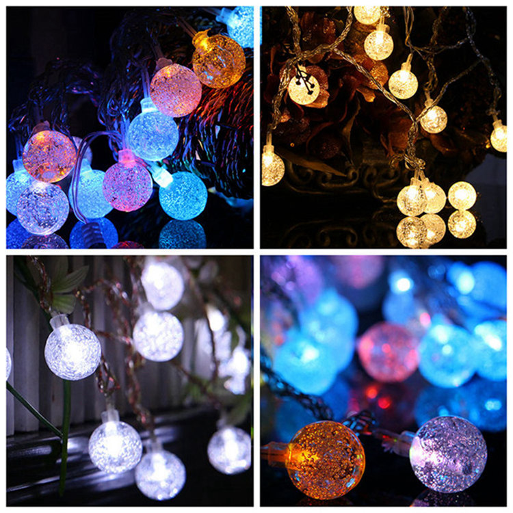 LED Bubble Ball Crystal Solar String Fairy Light Waterproof Outdoor ...