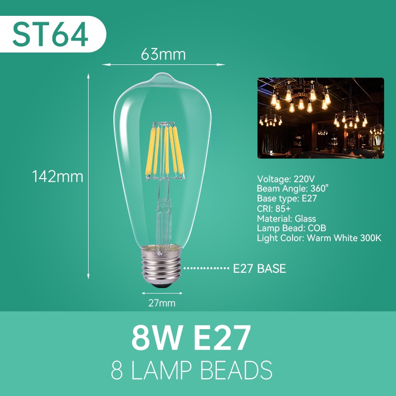 Retro LED Bulbs Lamp E27 E14 LED Filament Light Bulb 2W 4W 220V A60 ...