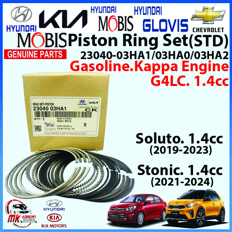 [GENUINE] Piston Ring Set (STD) for Gasoline. Kappa Engine. G4LC. 1.4cc ...