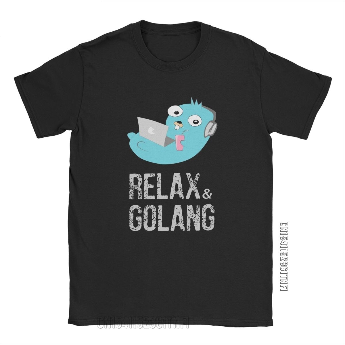 Relaxing Gopher Golang Go T Shirt Men Cotton Casual T-Shirts Crewneck Tee Shirt Classic Short ...