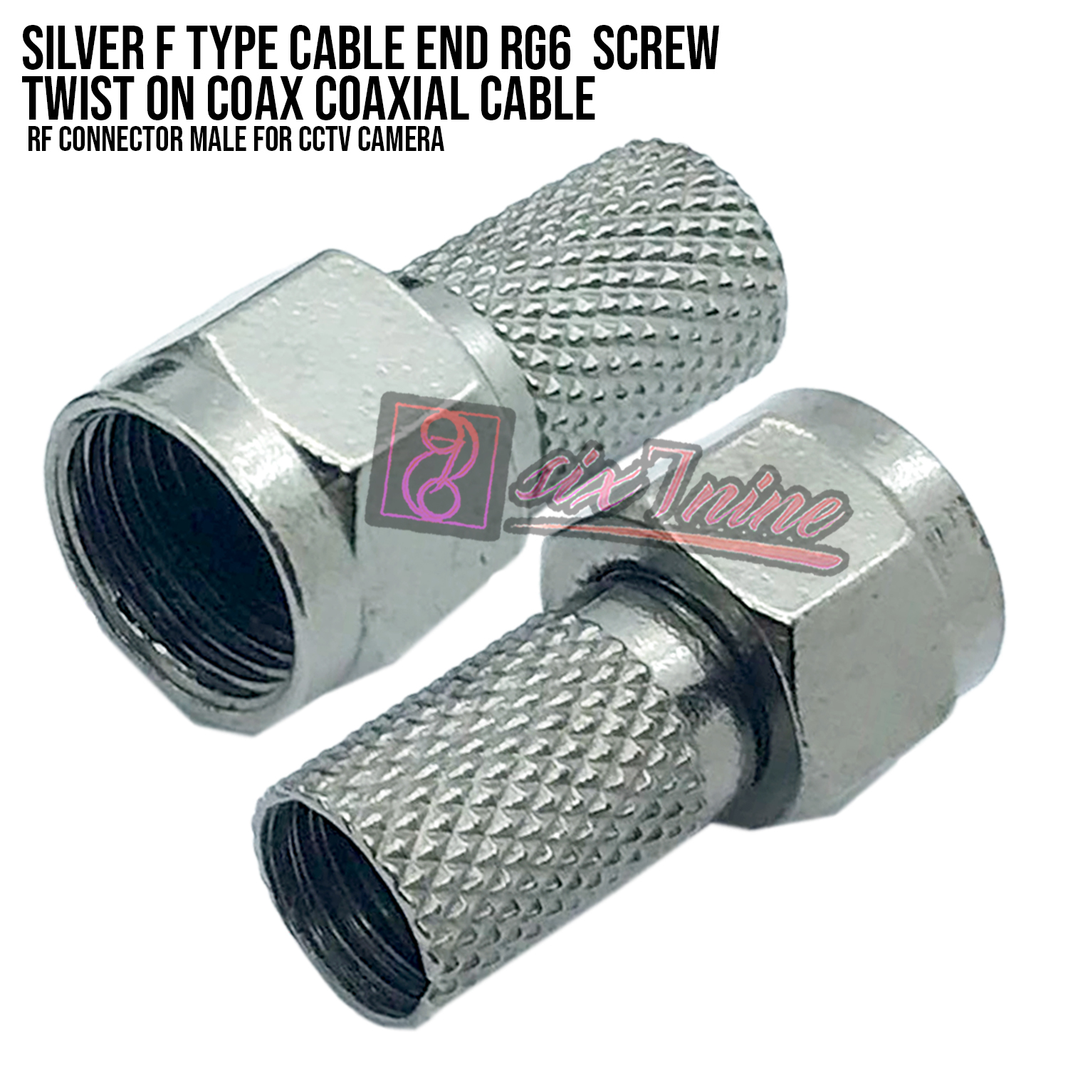 SILVER F Type Cable End RG6 Screw/Twist On Coax Coaxial Cable RF ...