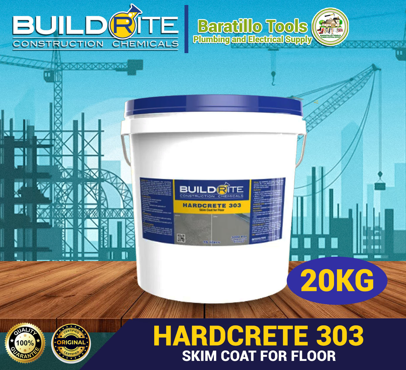 BUILDRITE HARDCRETE 303 SKIM COAT FOR FLOOR 20kg | Lazada PH