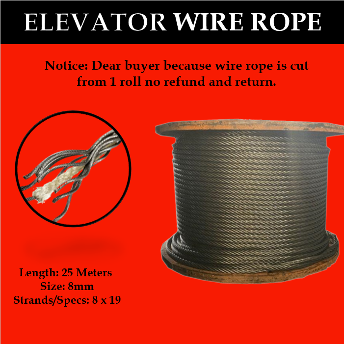 Toyu 48m and 25m - 8mm and 10mm Elevator Rope Lifting 8*19s Elevator ...