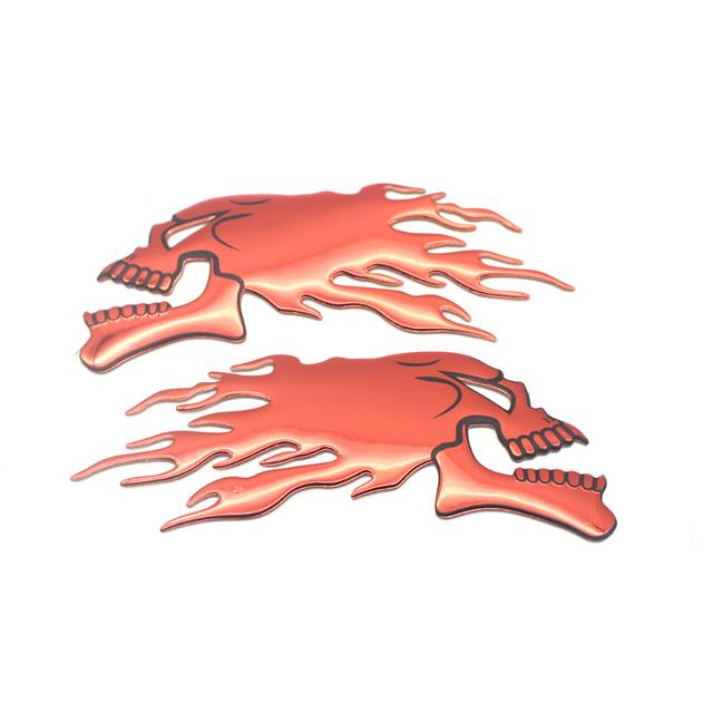 Motorcycle Flame Skull Decal 3D Emblem Fuel Tank Decal Sticker Helmet ...