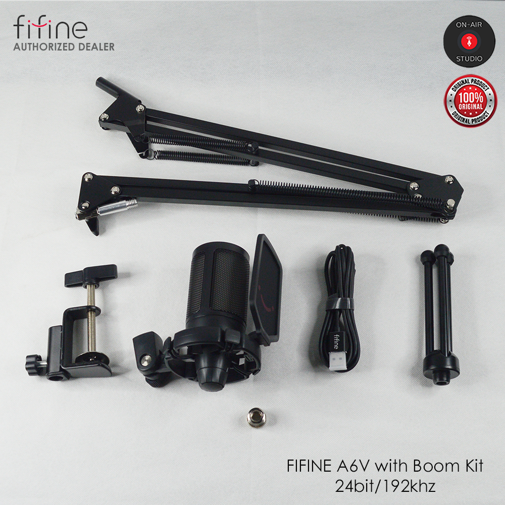 FIFINE RGB Mic A6V With Boom Kit Ampligame Gaming Microphone Condenser ...