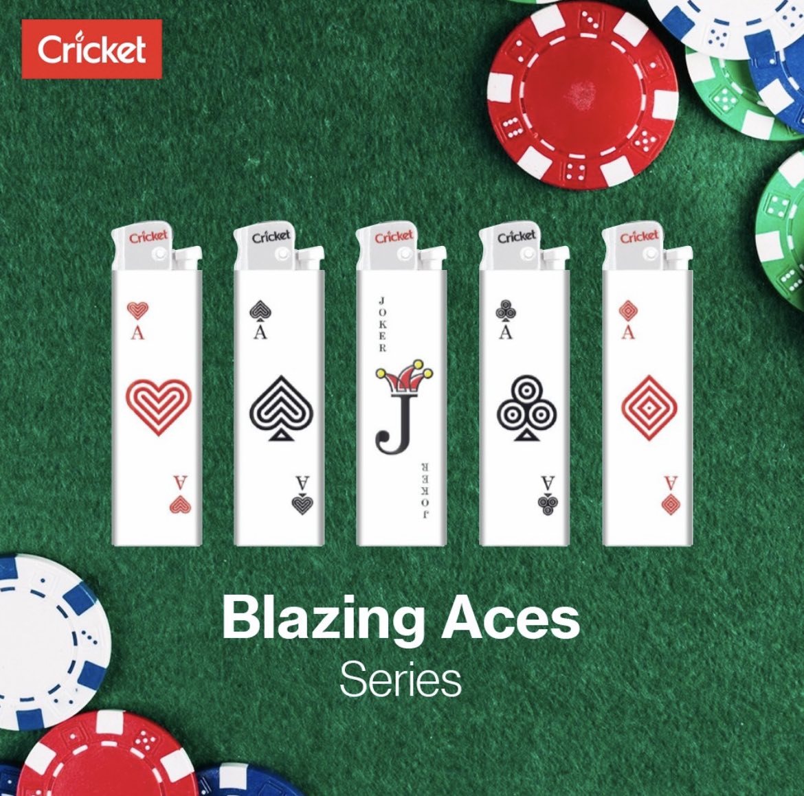 [LIMITED] Cricket BLAZING ACES Series Original Lighter (5pc pack) | Lazada PH