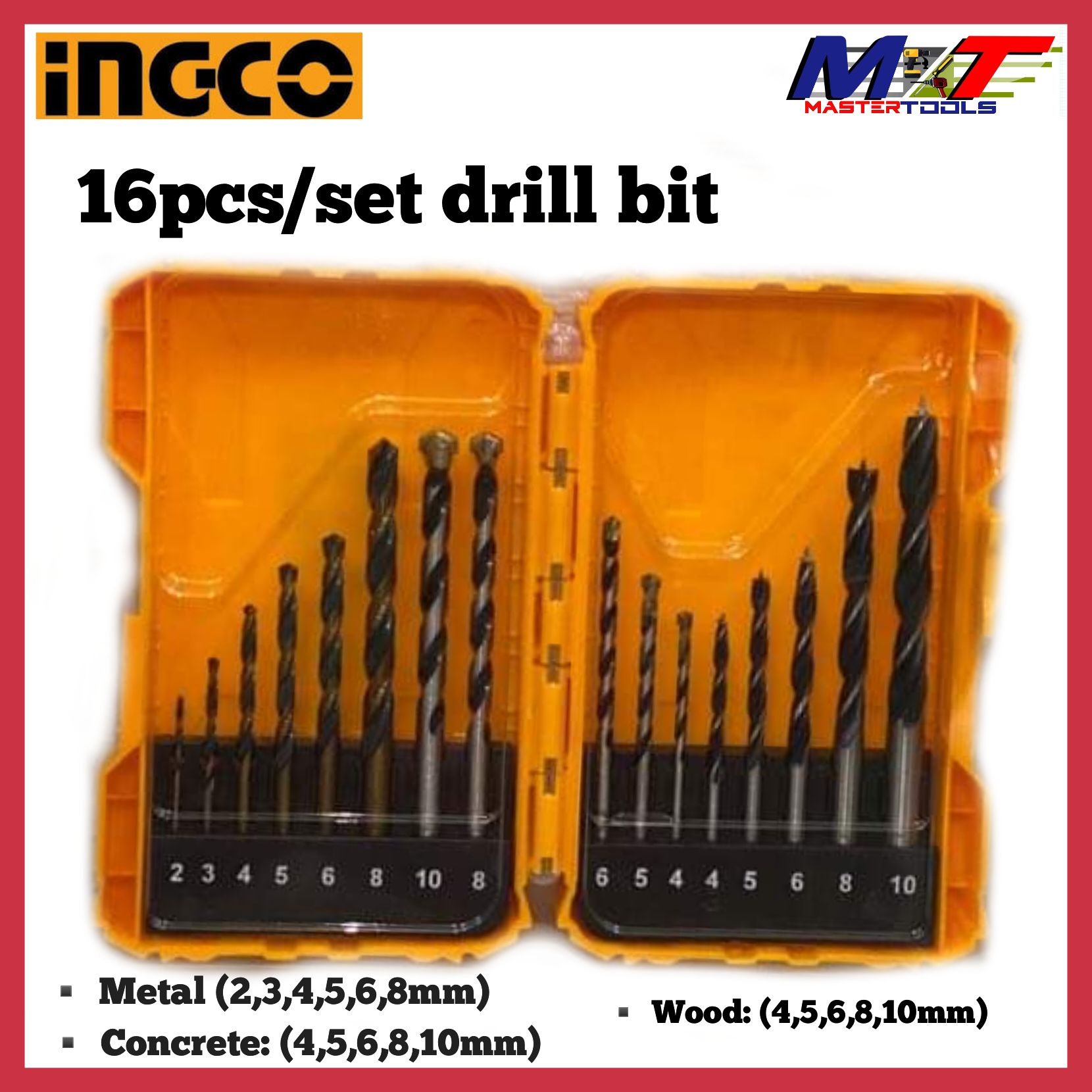 Ingco Metal, Concrete & Wood Drill Bit Set Model no: AKDL11601 | Lazada PH