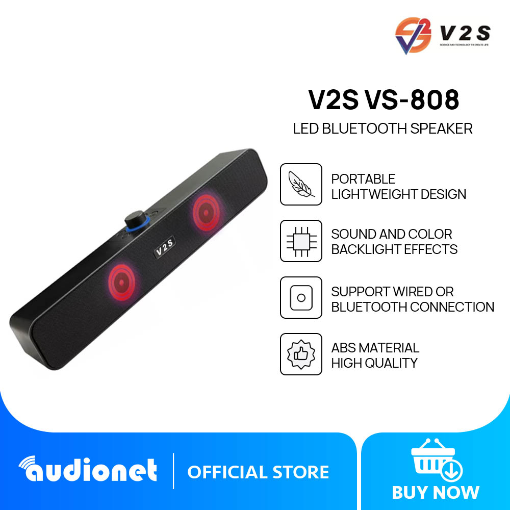 V2S VS-808 Bluetooth Speaker With LED Lighting Knob TF 360° Stereo ...