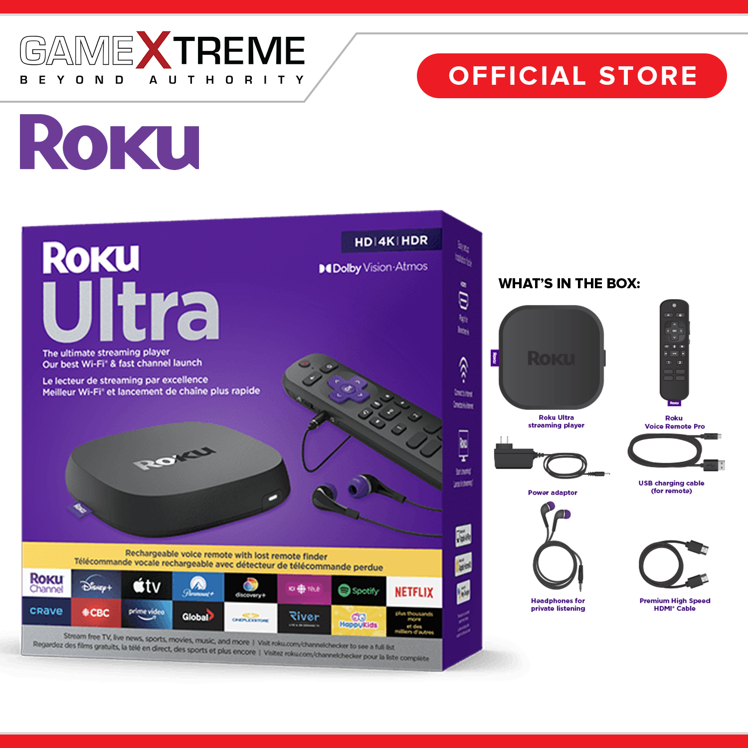 Roku Ultra 2022 4802R 4K/HDR/HDR/Dolby Vision Streaming Device and Roku ...