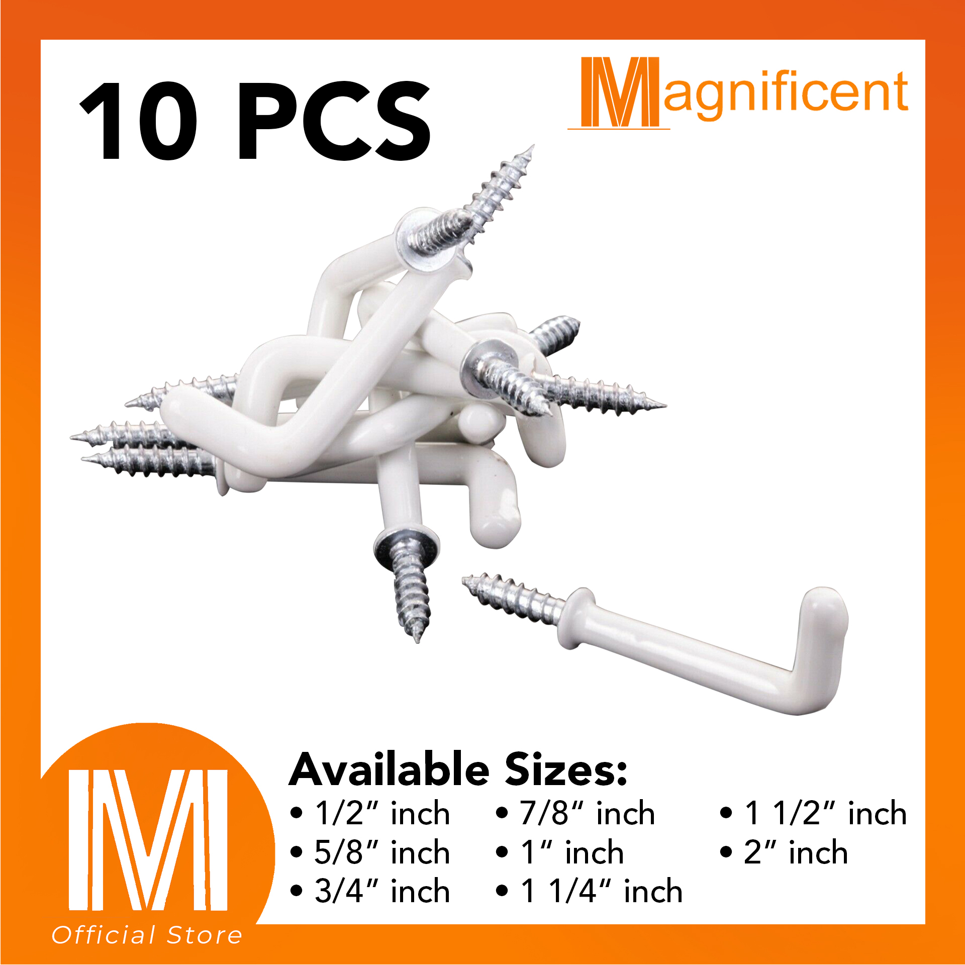 Self-Tapping Cup Hook | Square Hooks | Screw Eye Ring (10 pieces) PVC ...