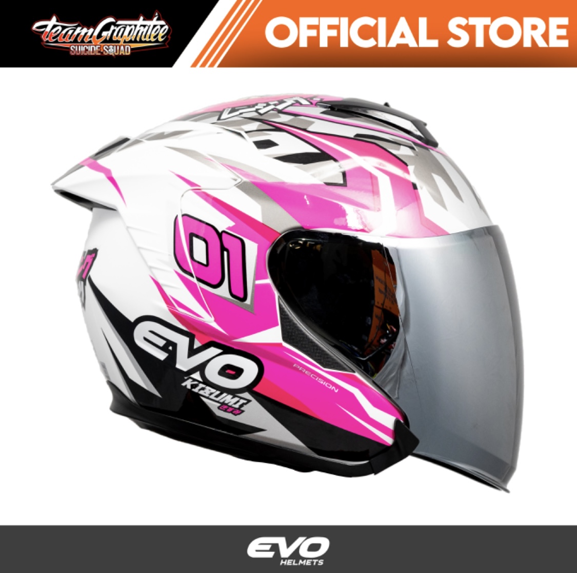 EVO RX-5 KIZUMI WHITE PINK HALF FACE DUAL VISOR HELMET WITH FREE CLEAR ...