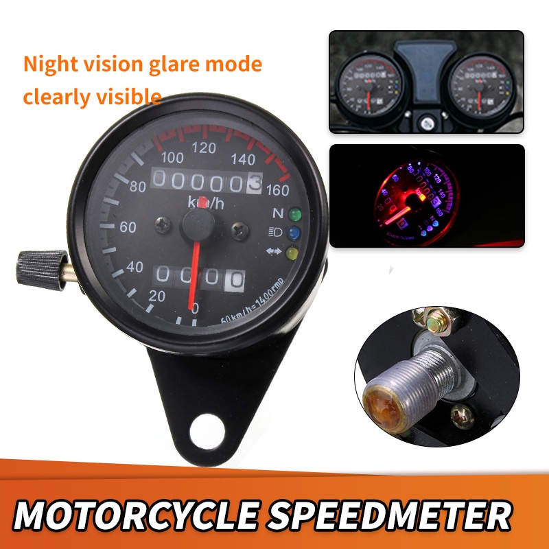 Universal Motorcycle Speedometer Gauge Odometer With LED Indicator ...