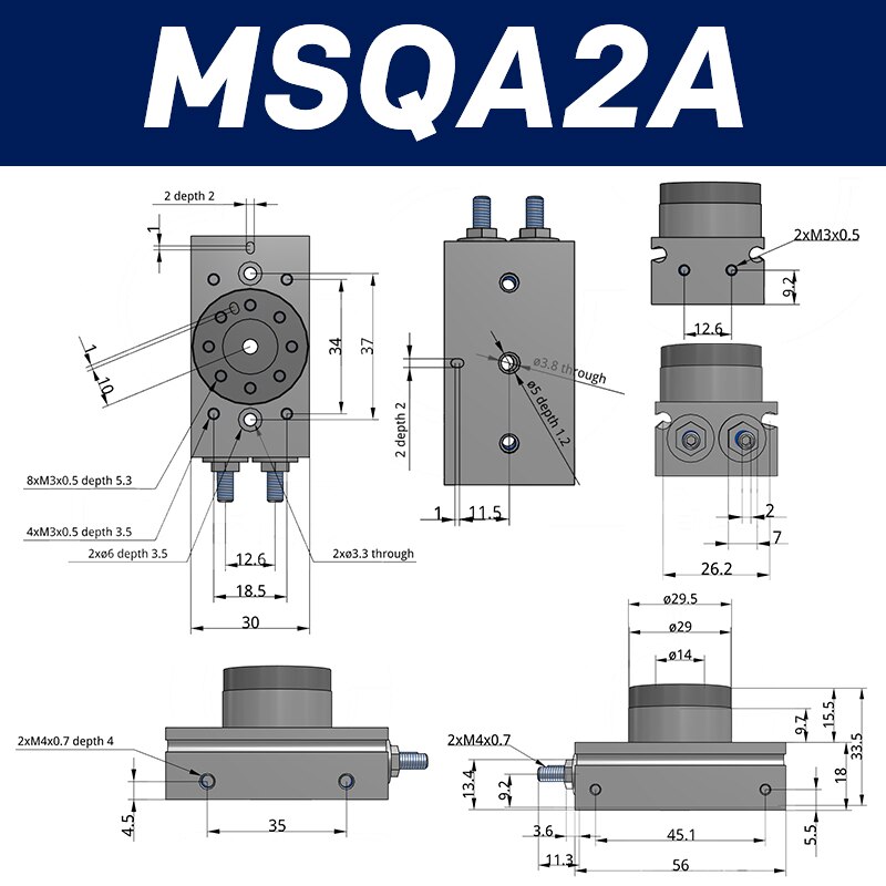MSQB 1A 2A 3A 7A SMC type Pneumatic Rotary Cylinder double acting air ...